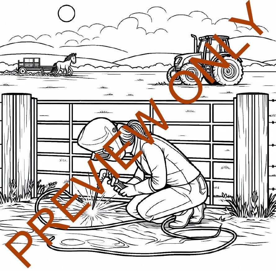 Adult Welding Color Printable Woman Farmer - Etsy