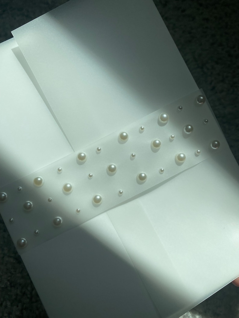 Vellum Pearl Bands Pearl Belly Band for 5x7 Invitations Prefolded ...