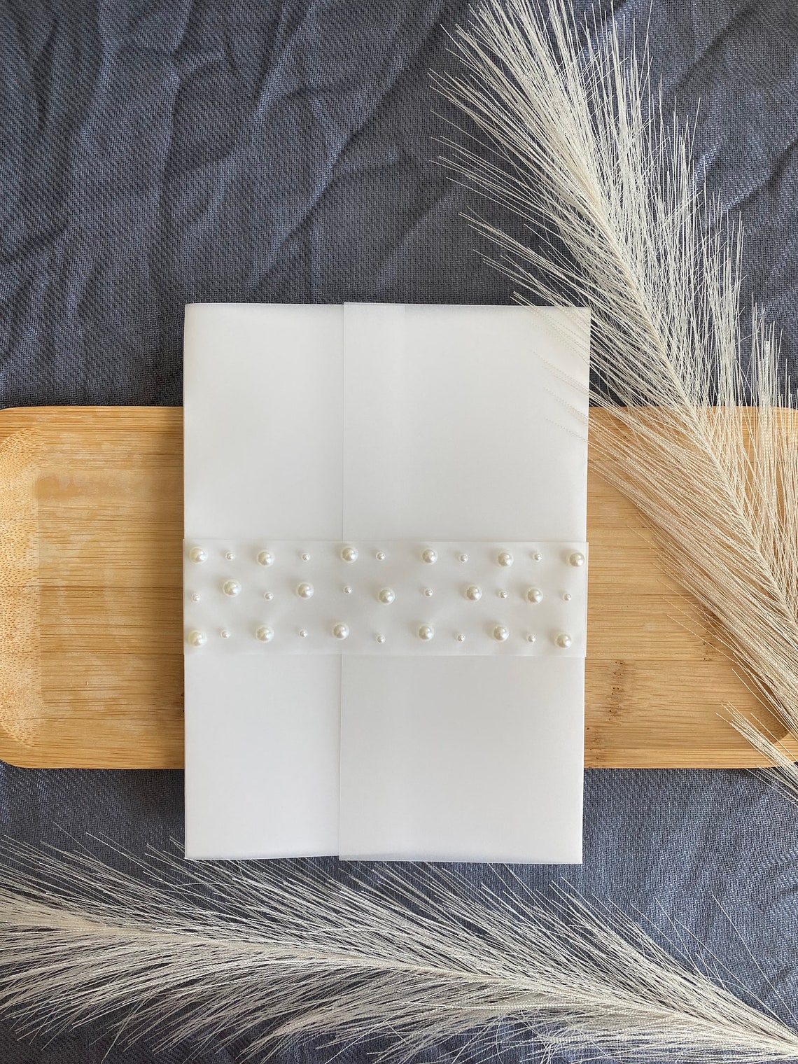 Vellum Pearl Bands Pearl Belly Band for 5x7 Invitations Prefolded ...
