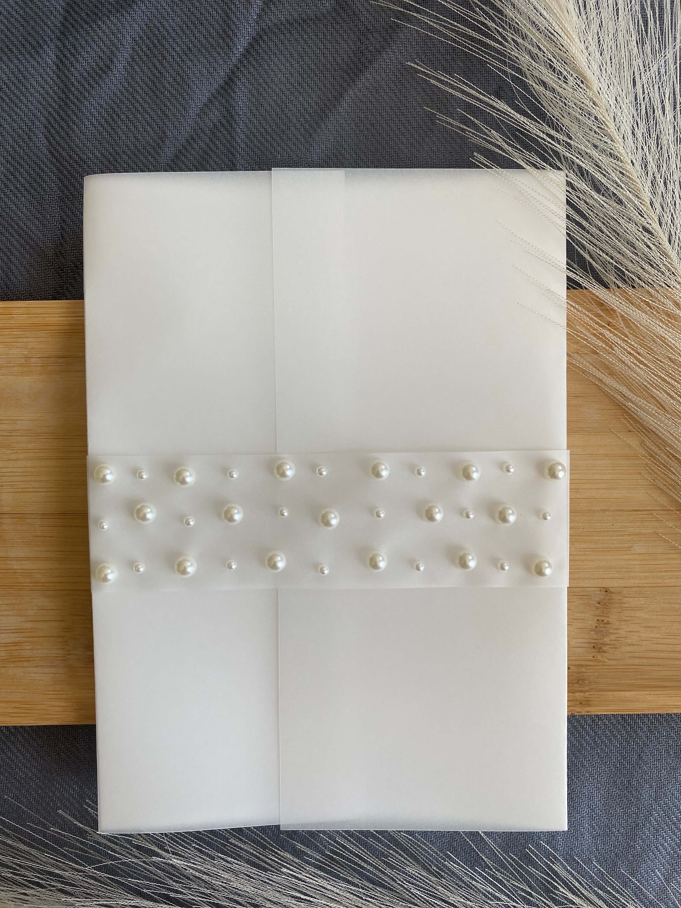 Vellum Pearl Bands Pearl Belly Band for 5x7 Invitations Prefolded ...