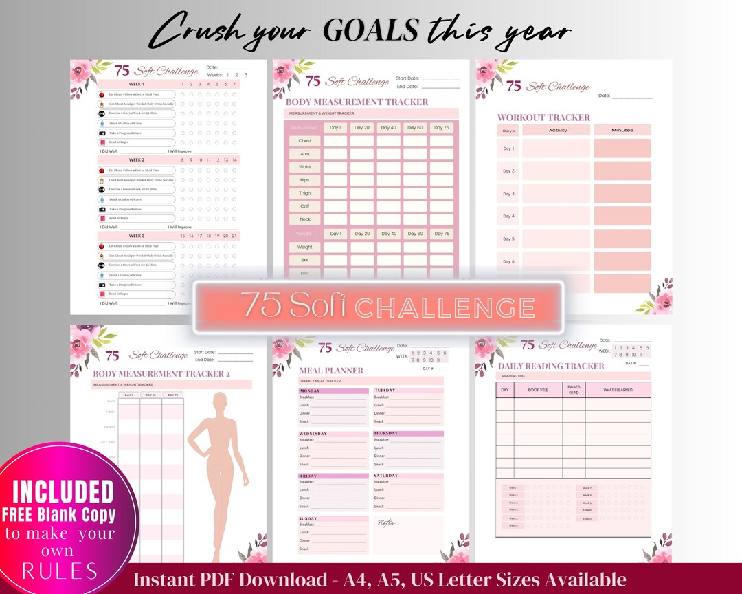 75 Soft Challenge Habit Tracker, #75softchallenge, Daily 75 Soft ...