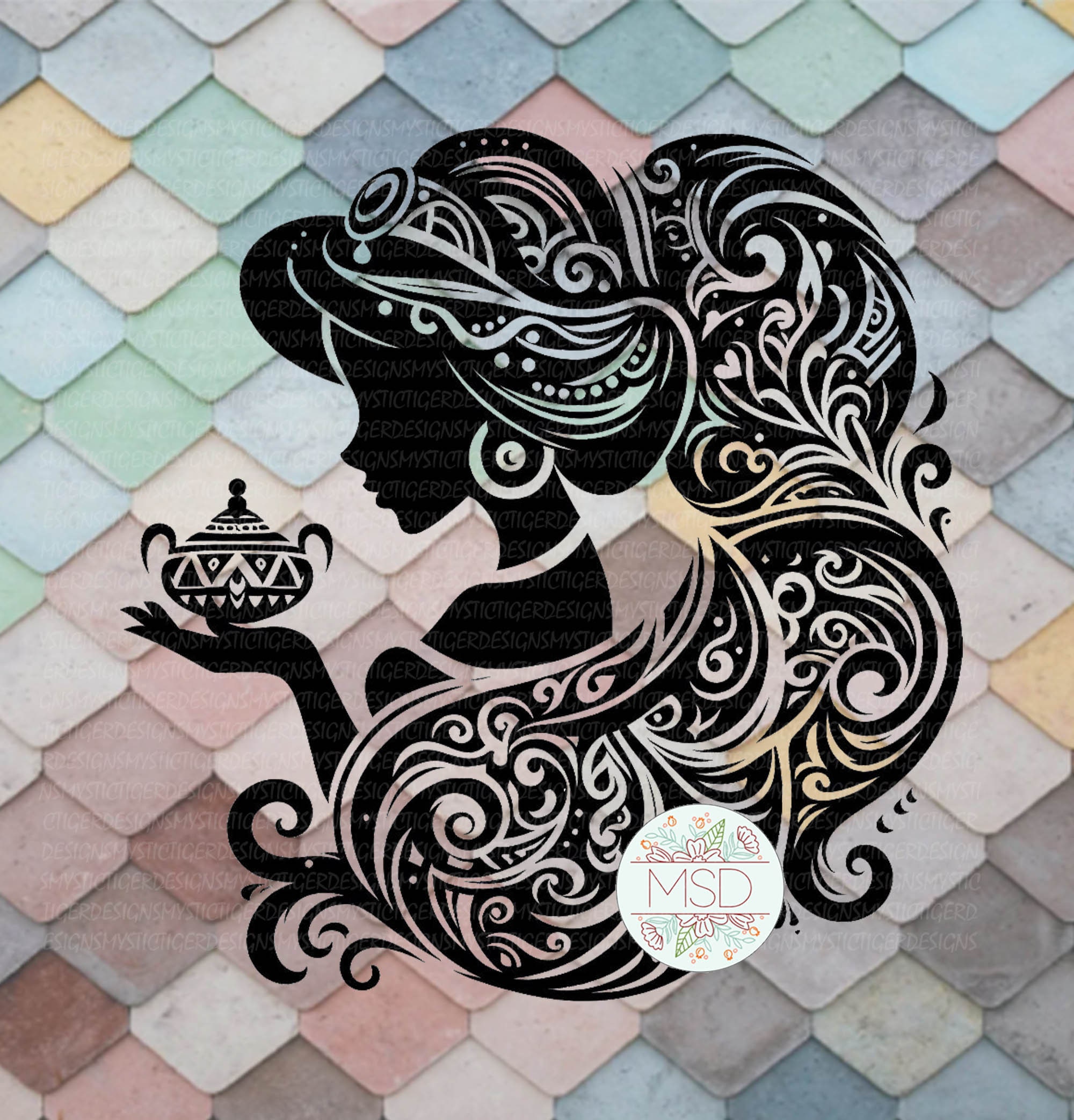 Aladdin's Princess Jasmine Inspired Fan Art SVG Intricate Weeding ...