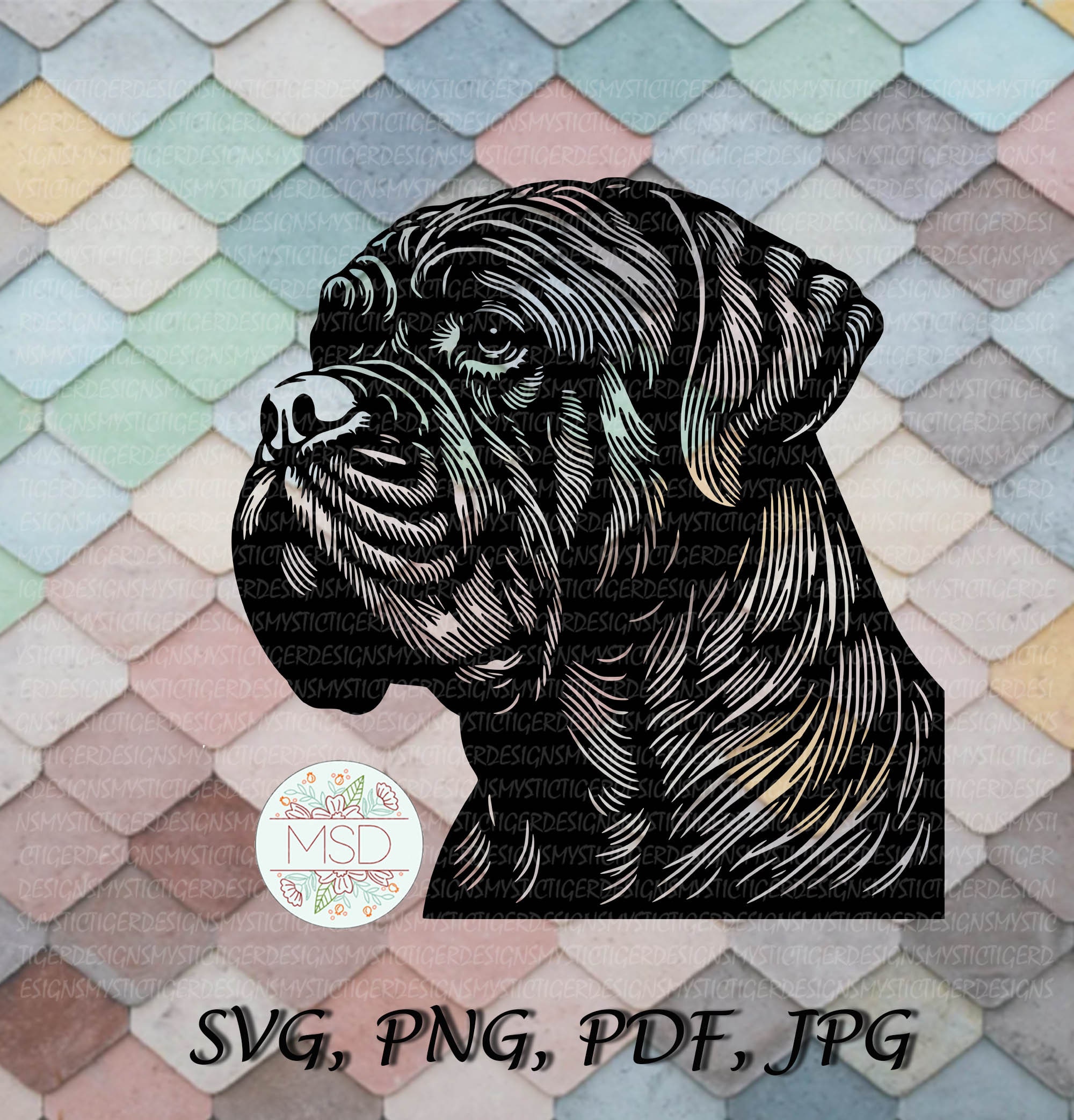 Cane Corso SVG Dog Breed Stencil Intricate Weeding, Cricut, Silhouette ...