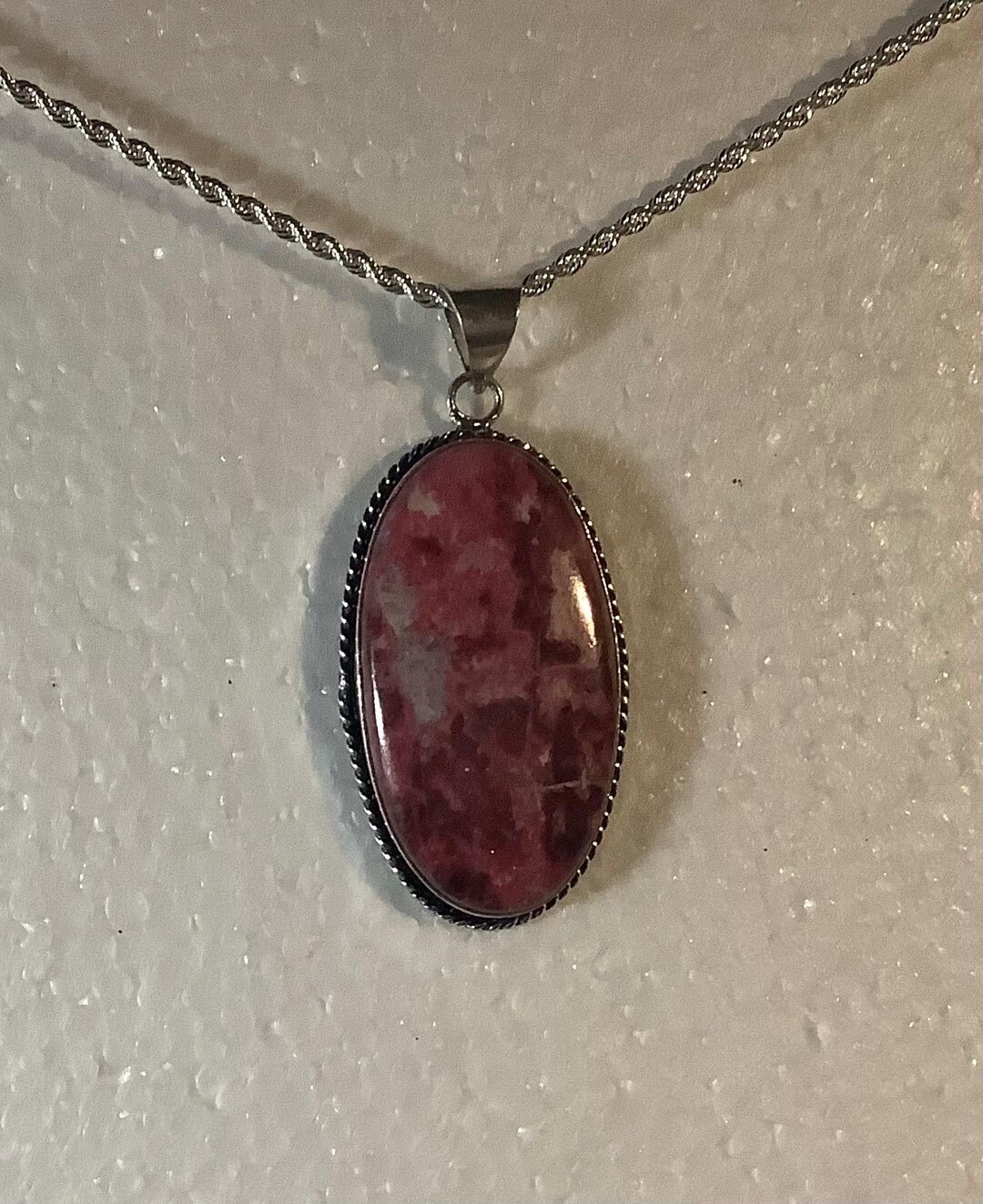 Thulite Red 30x46mm Gem Oval Cabochan Necklace Pendant With a 18 ...