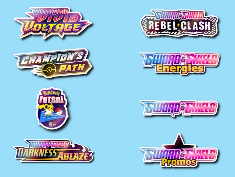 Pokémon Sword & Shield TCG Binder Set Holographic Sticker Labels - Etsy