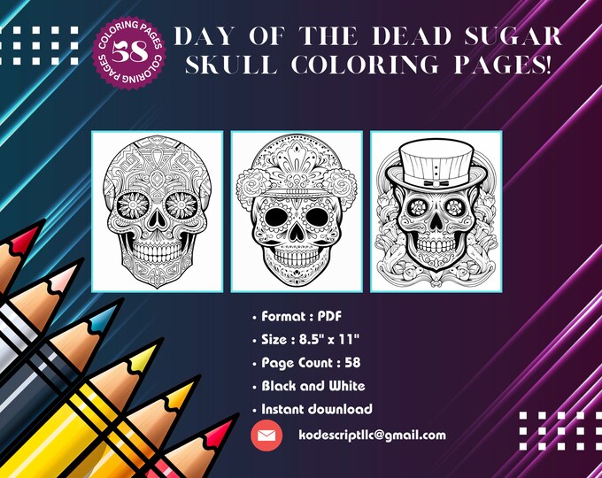 20 Sugar Skulls Coloring Pages - Etsy Canada