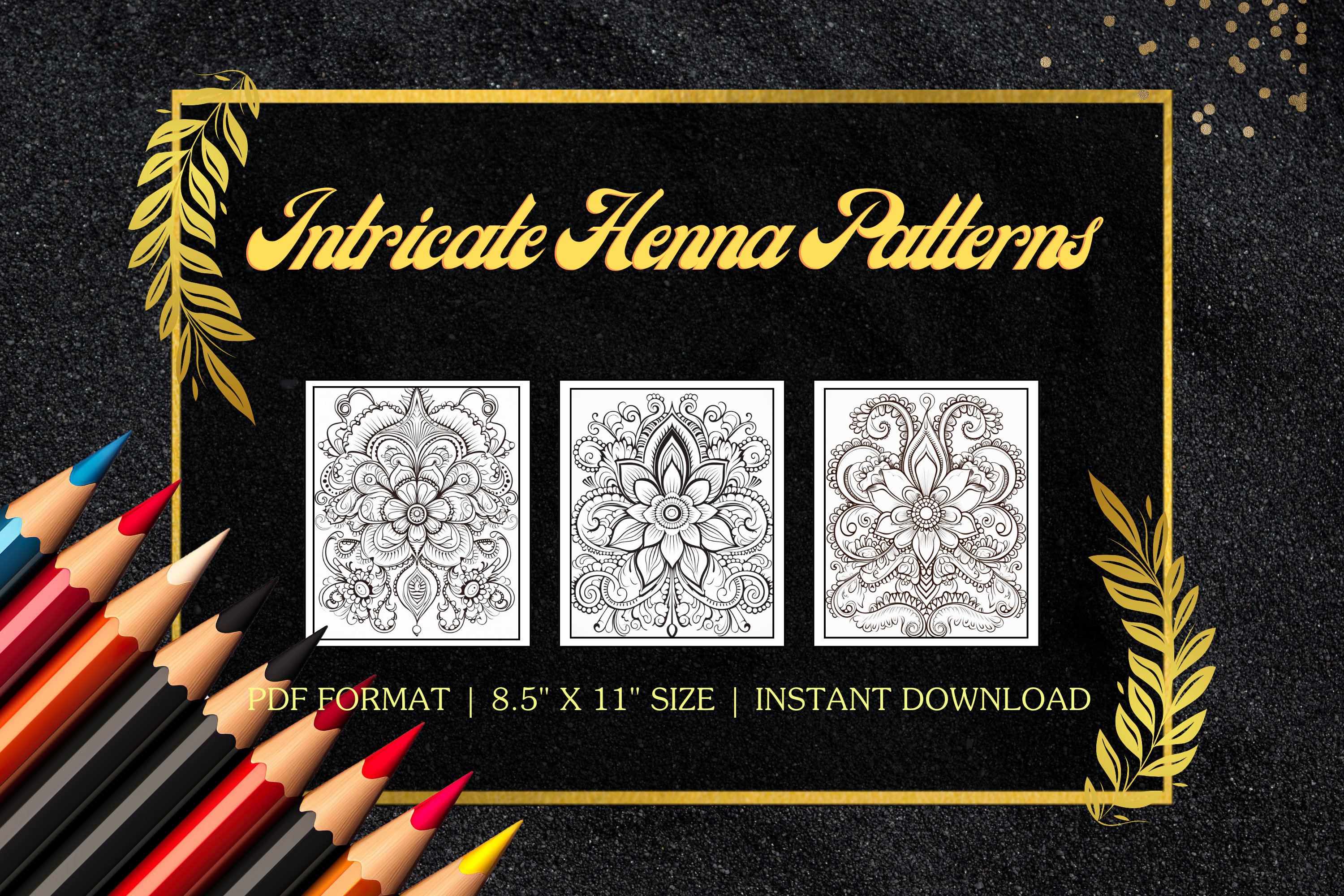 50 Intricate Henna Patterns Coloring Pages for Instant Download ...