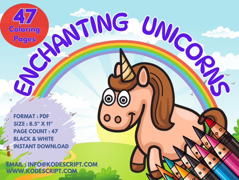 47 Enchanting Unicorns Coloring Pages for Kids for Instant Download - Etsy