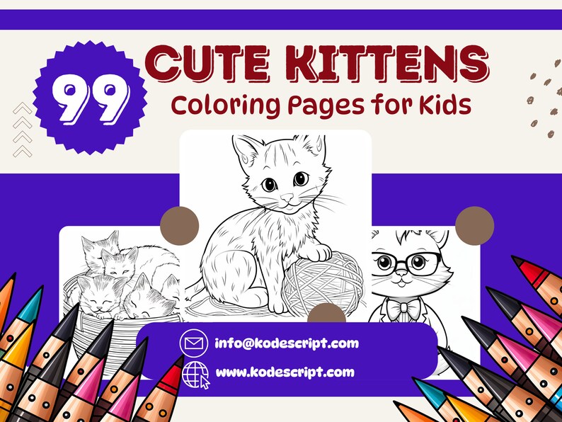 99 Cute Kittens Coloring Pages for Kids for Instant Download - Etsy