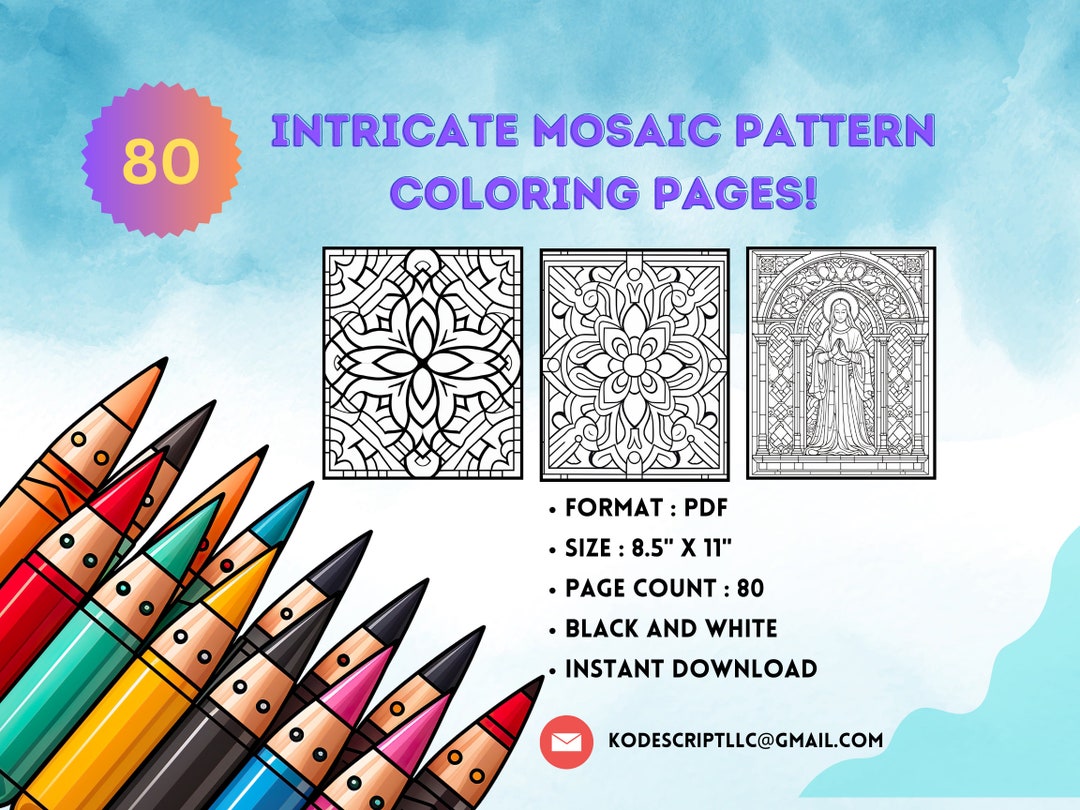 80 Intricate Mosaic Pattern Coloring Pages for Instant Download - Etsy