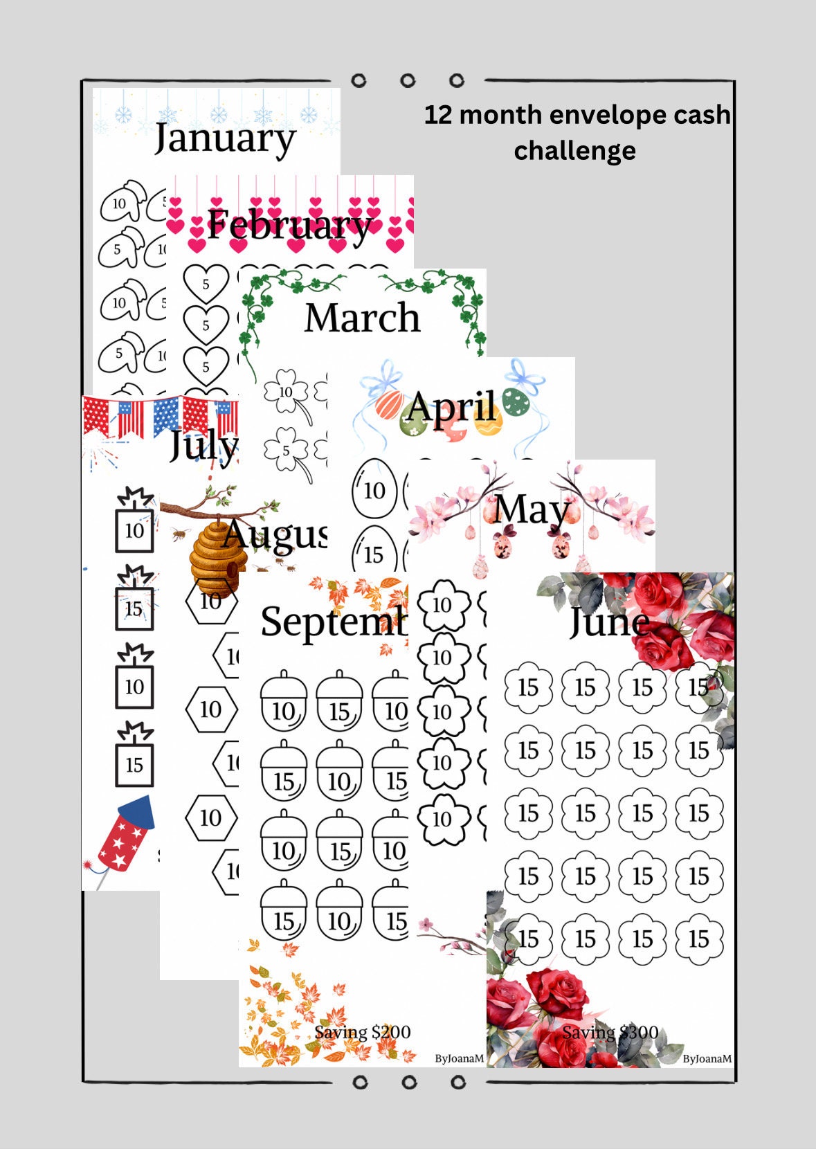 Plan Your Year With Ease: 12 Month Budget Cards for Financial Success ...