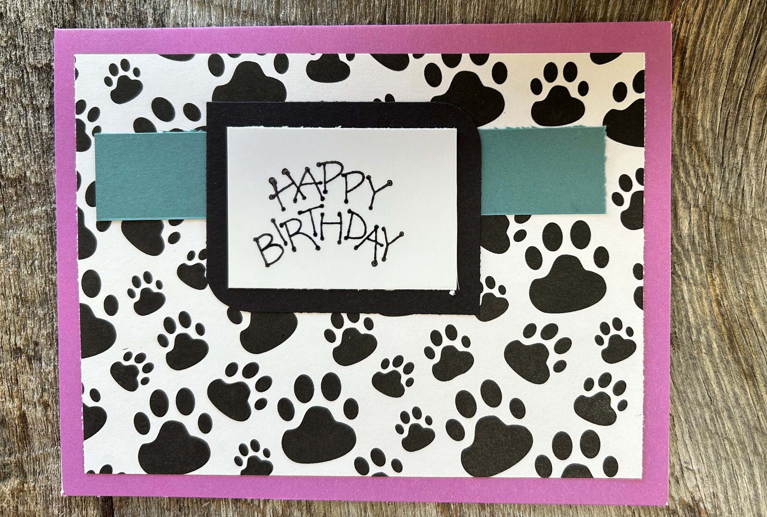 Dog Paw Greeting Card. Happy Birthday. Colorful Set of 5 Hand Stamped ...