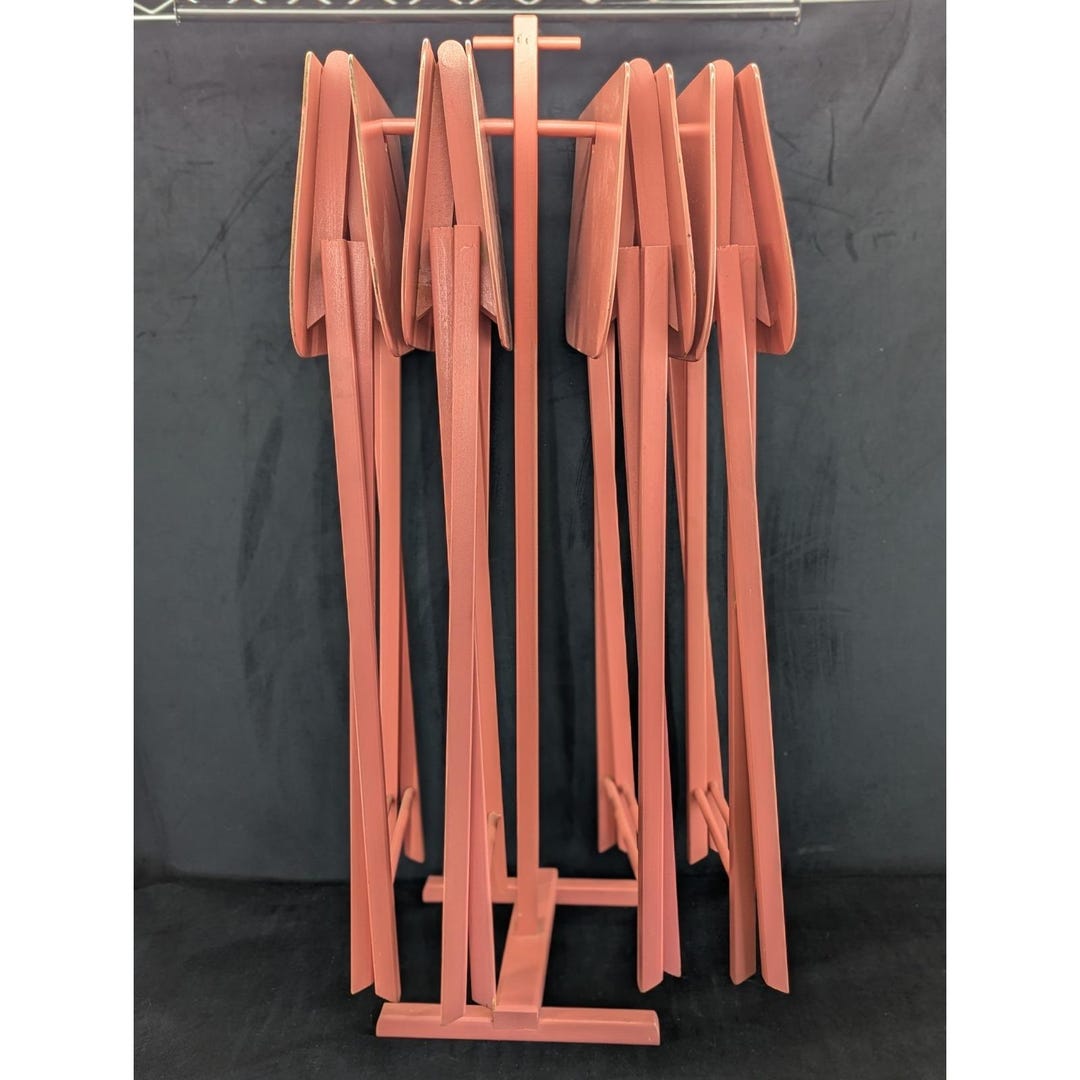 RARE Original MCM Pink Wood Folding TV Patio Trays W/ Stand 21" - Etsy