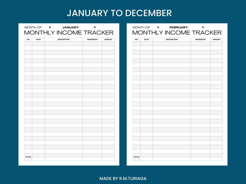 Monthly Income Tracker, Printable Financial Planner, Budget Planner ...