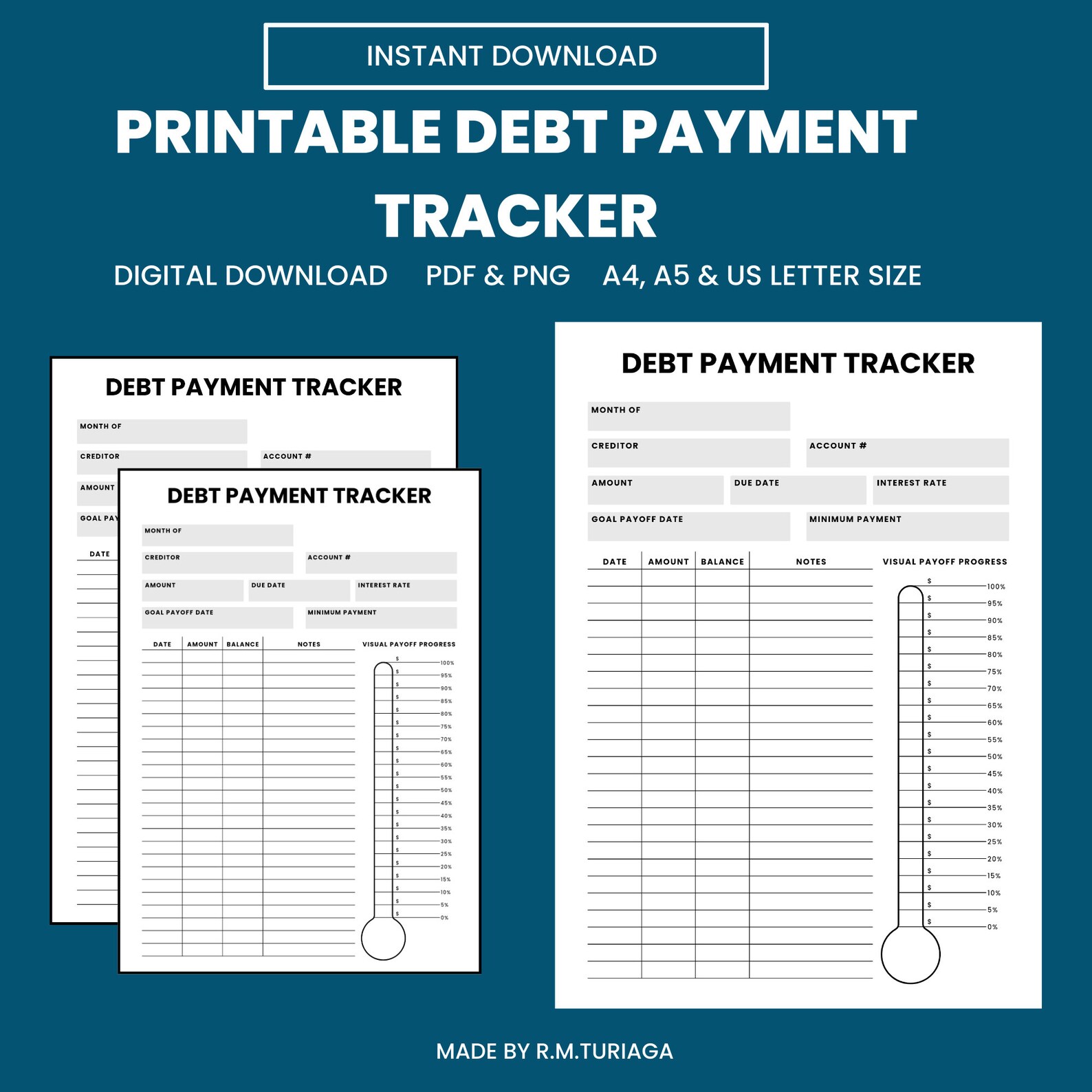 Debt Payment Tracker Printable Debt Snowball Debt Payoff Loan Payment ...