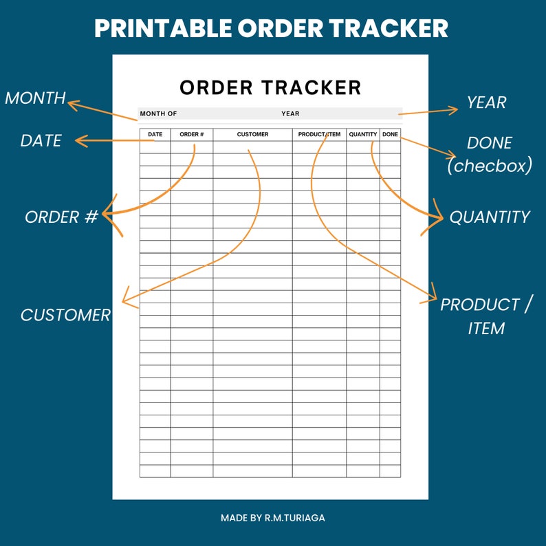 Order Tracker Small Business Printable Business Tracker Order Form ...