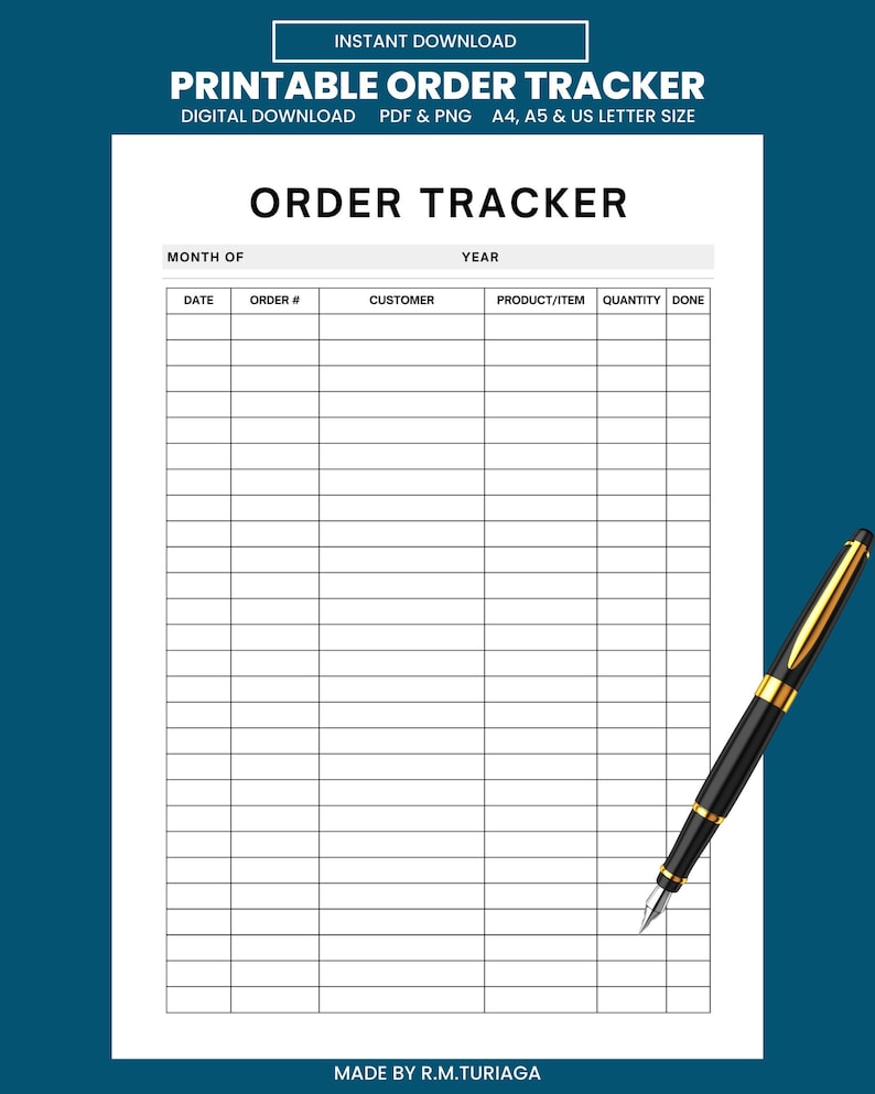 Order Tracker Small Business Printable Business Tracker Order Form ...