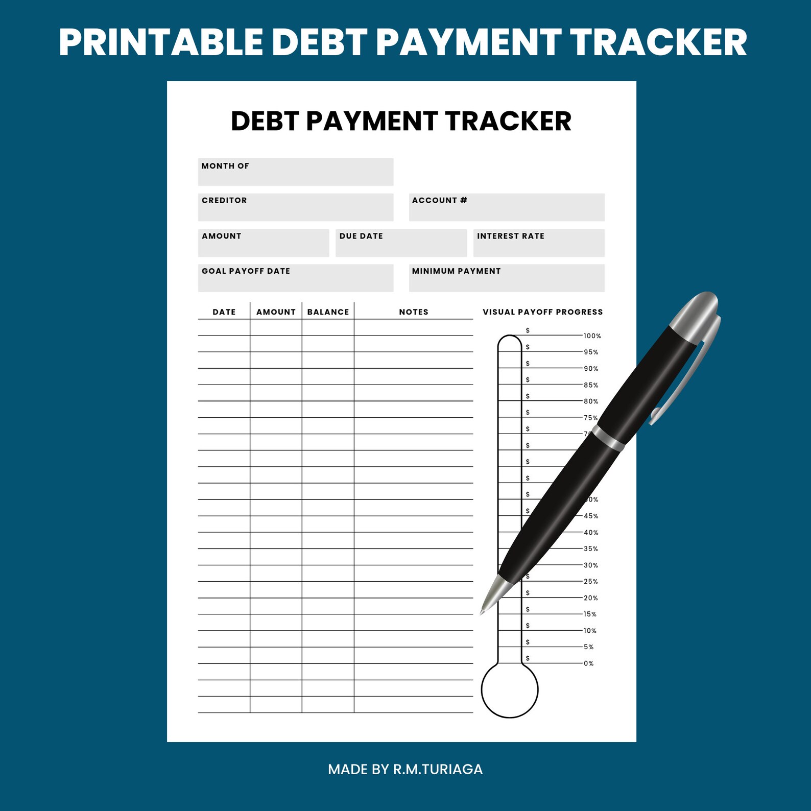 Debt Payment Tracker Printable Debt Snowball Debt Payoff Loan Payment ...