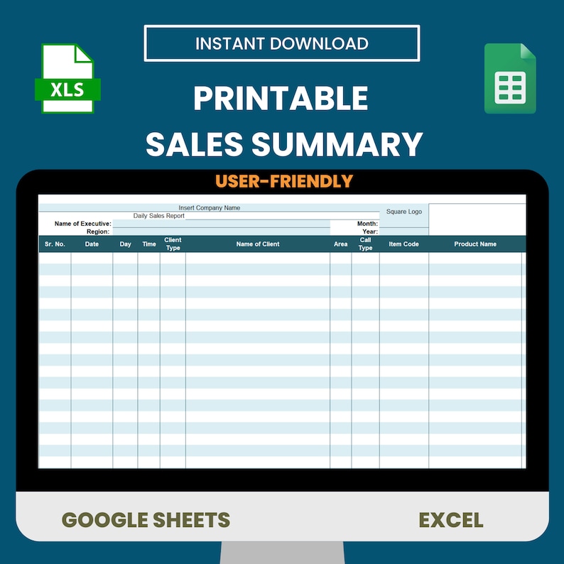 Sales Report Excel Tracker, Customer Order Tracker, Printable Sales ...