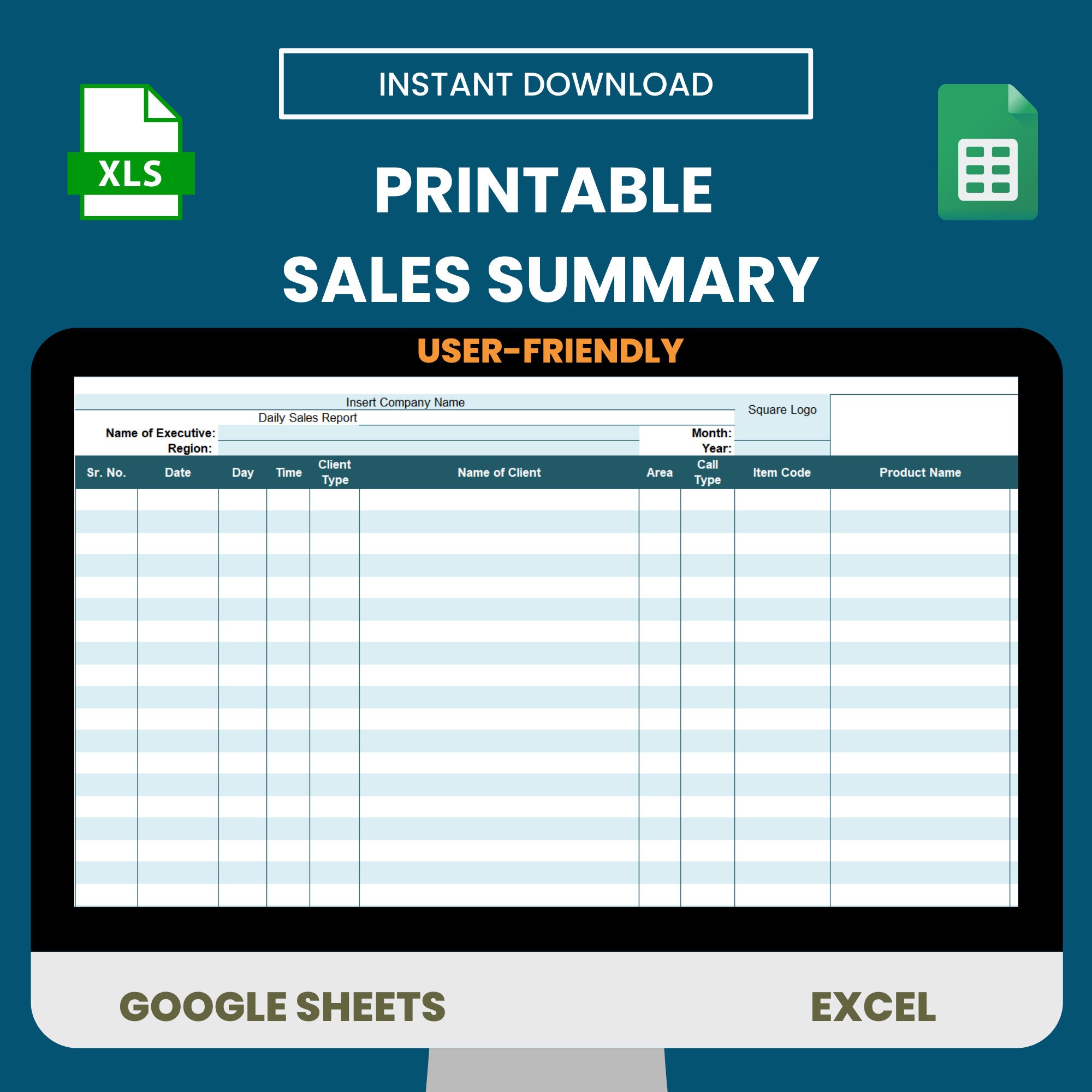 Sales Report Excel Tracker, Customer Order Tracker, Printable Sales ...