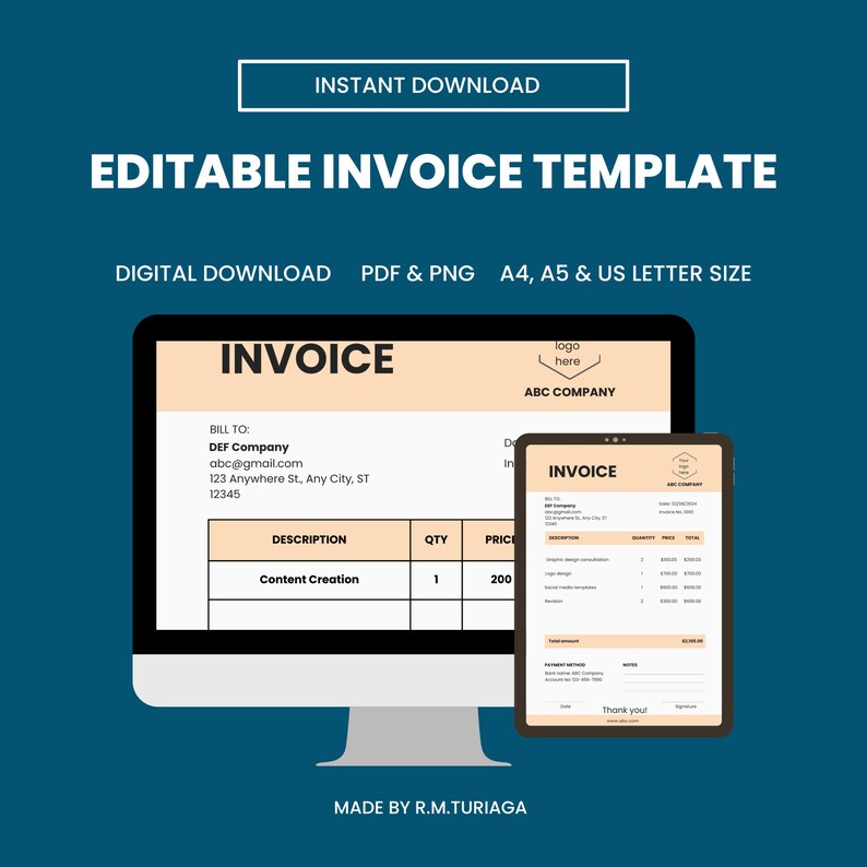 Invoice Template Editable, Invoice Billing, Sales Invoice, Order Form ...