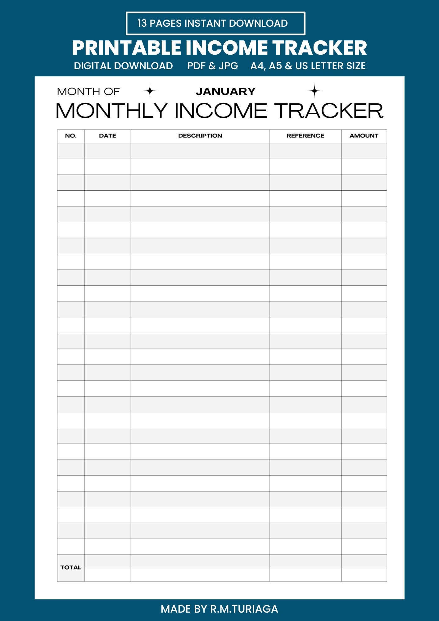 Monthly Income Tracker, Printable Financial Planner, Budget Planner ...