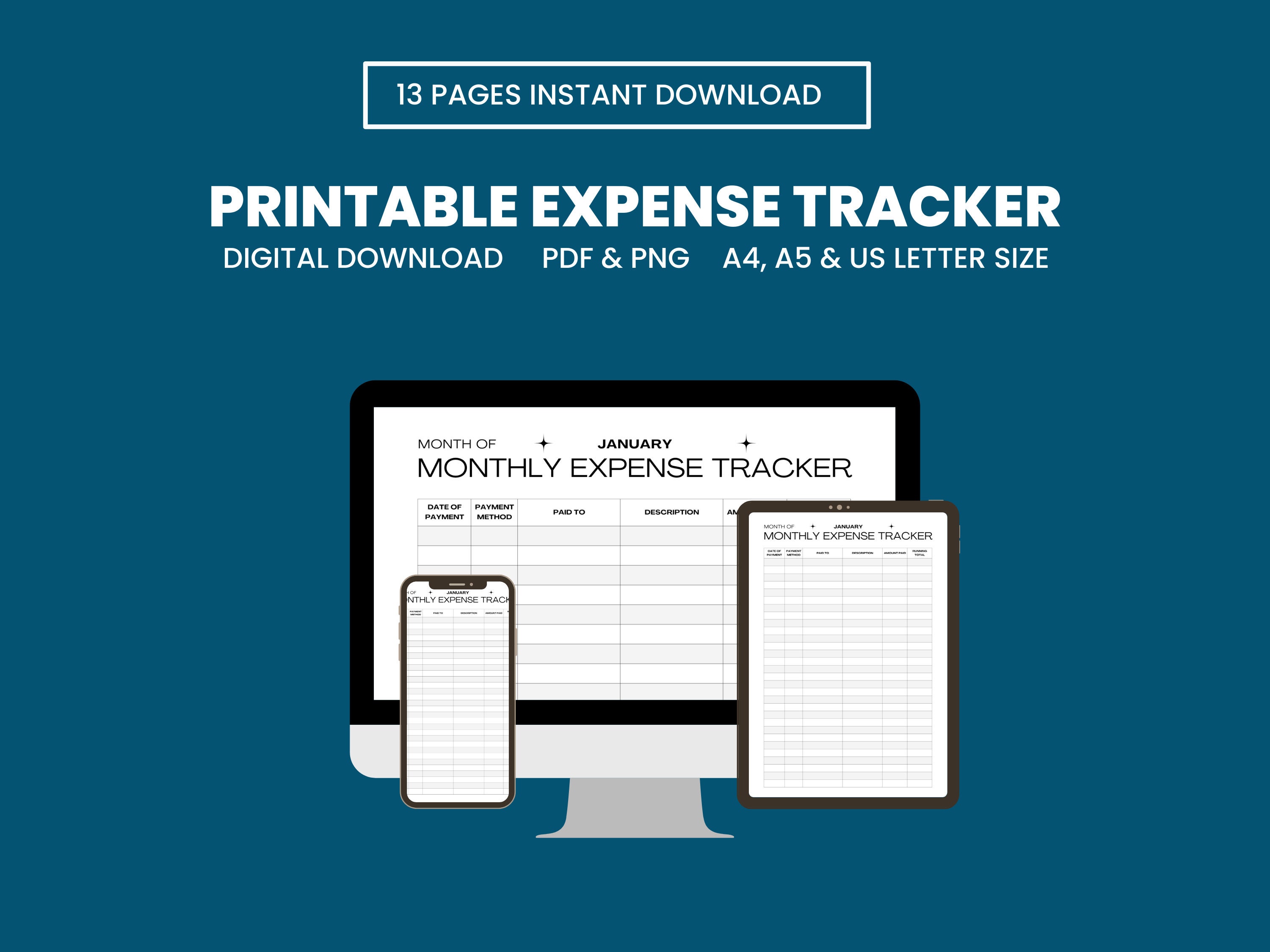 Monthly Expense Tracker Printable Spending Tracker Financial Planner ...