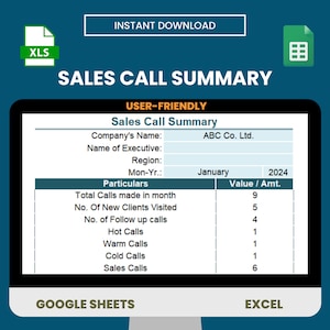 Sales Report Excel Tracker, Customer Order Tracker, Printable Sales ...