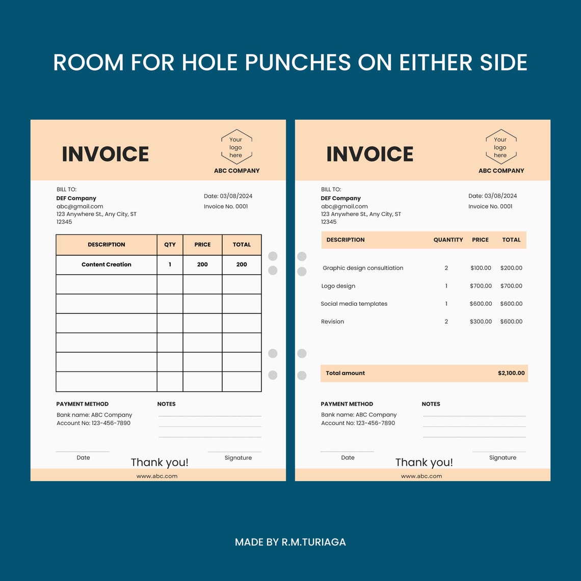 Invoice Template Editable, Invoice Billing, Sales Invoice, Order Form ...