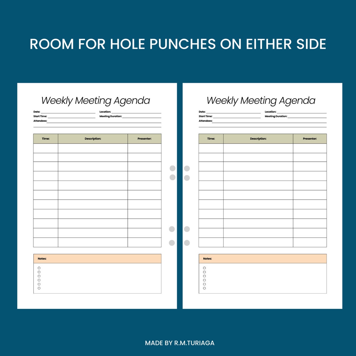 Weekly Meeting Agenda Template, Meeting Discussion Planner, Minutes of ...