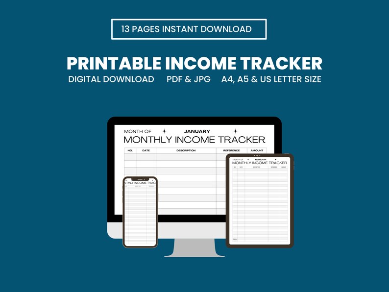 Monthly Income Tracker, Printable Financial Planner, Budget Planner ...