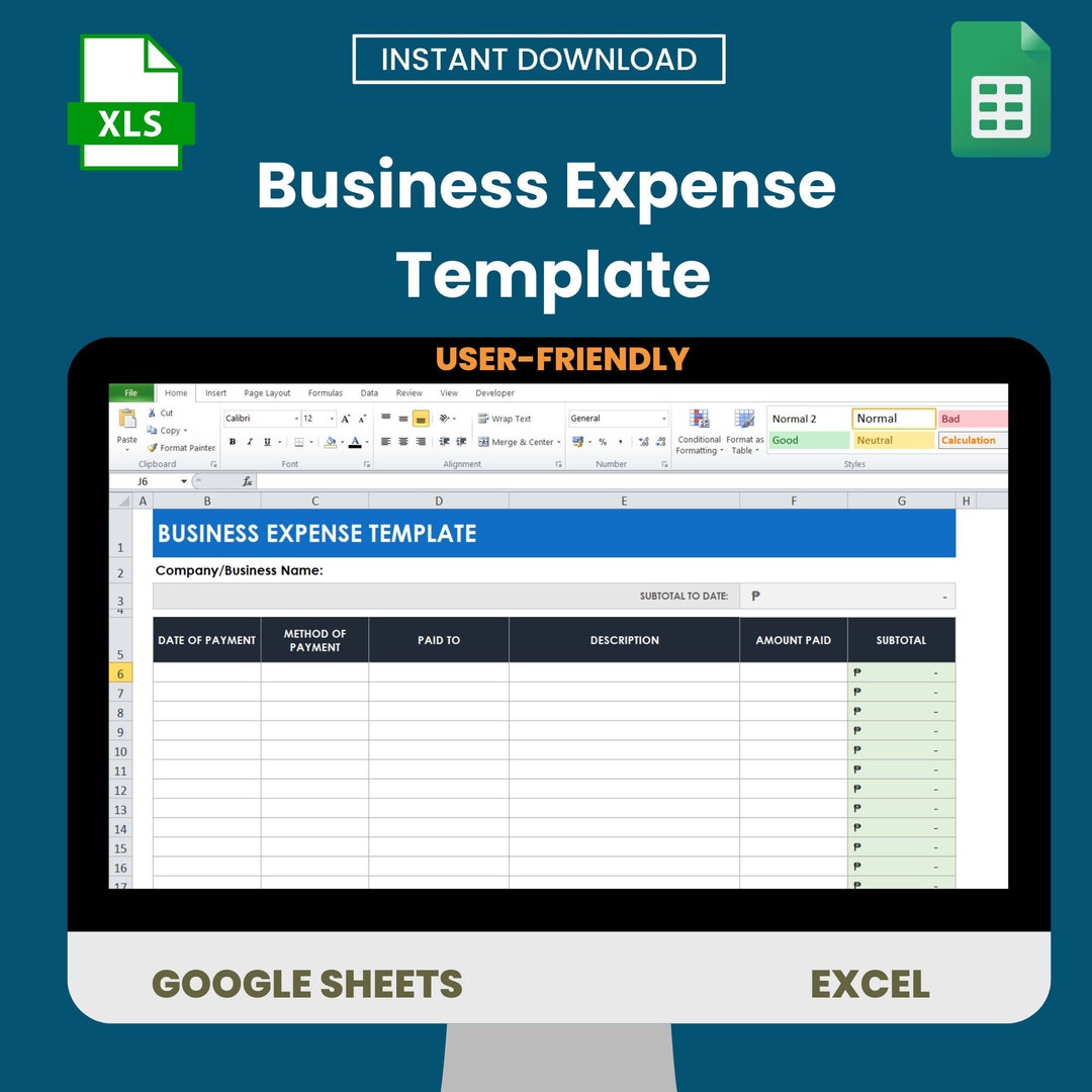 Business Expense Template, Expense Tracker Excel, Cost Tracking Sheet ...