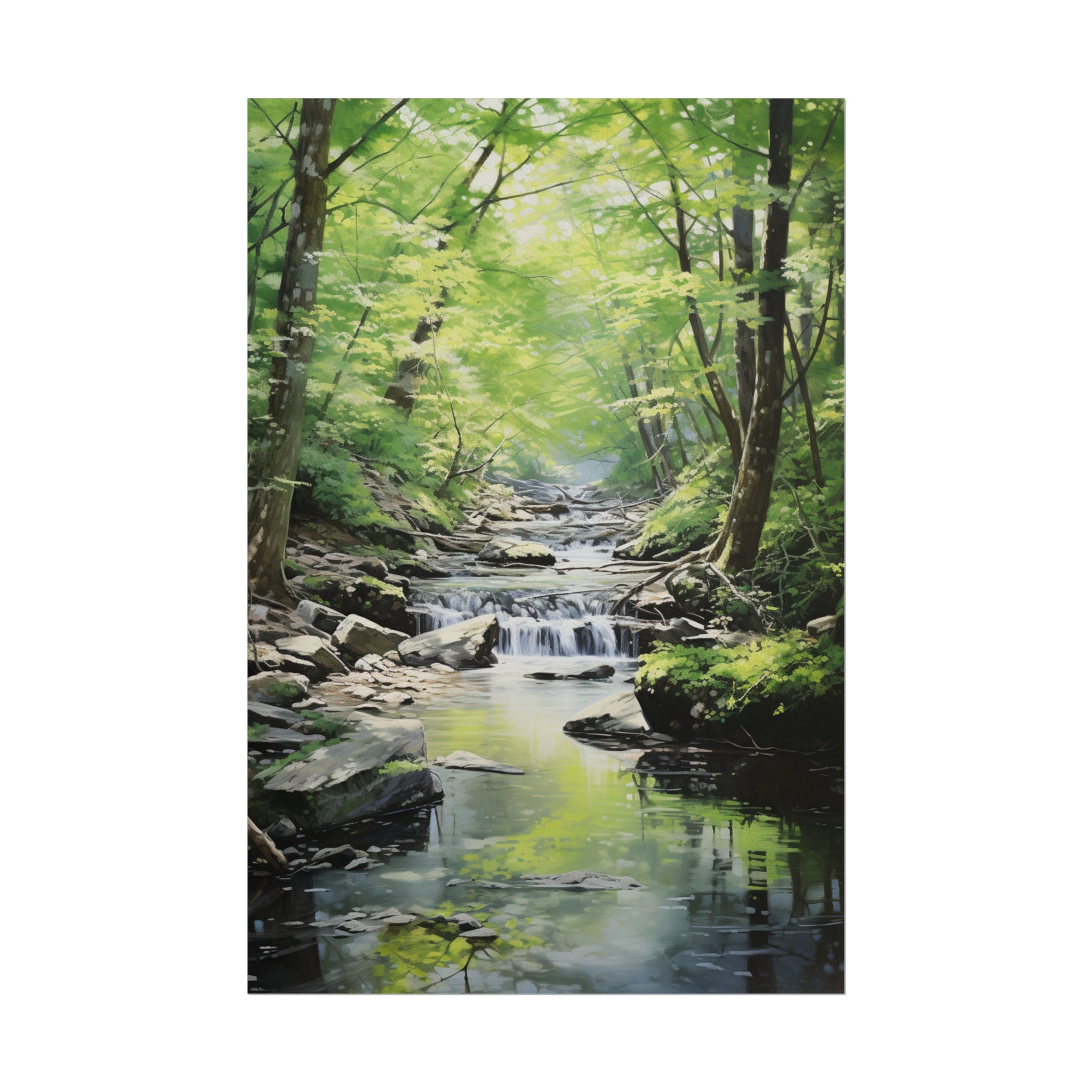 Serenity's Embrace: Aokigahara Streamscape Poster - Etsy