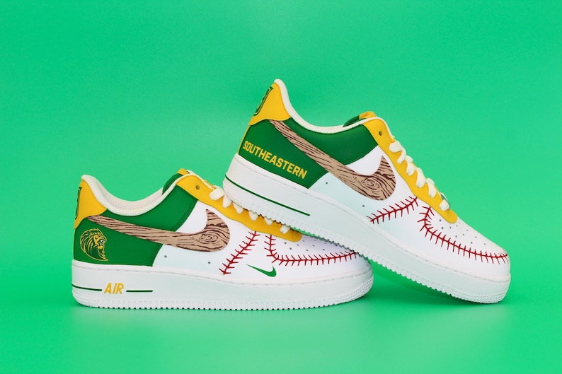 Custom Baseball Themed Af1s With Woodgrain Design - Etsy