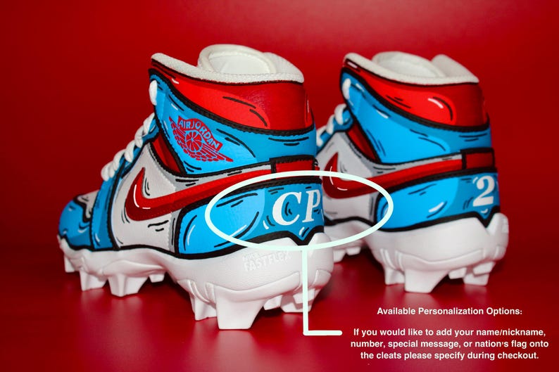 Kids Cartoon Jordan 1 Cleats - Ice Blue Colorway - Etsy