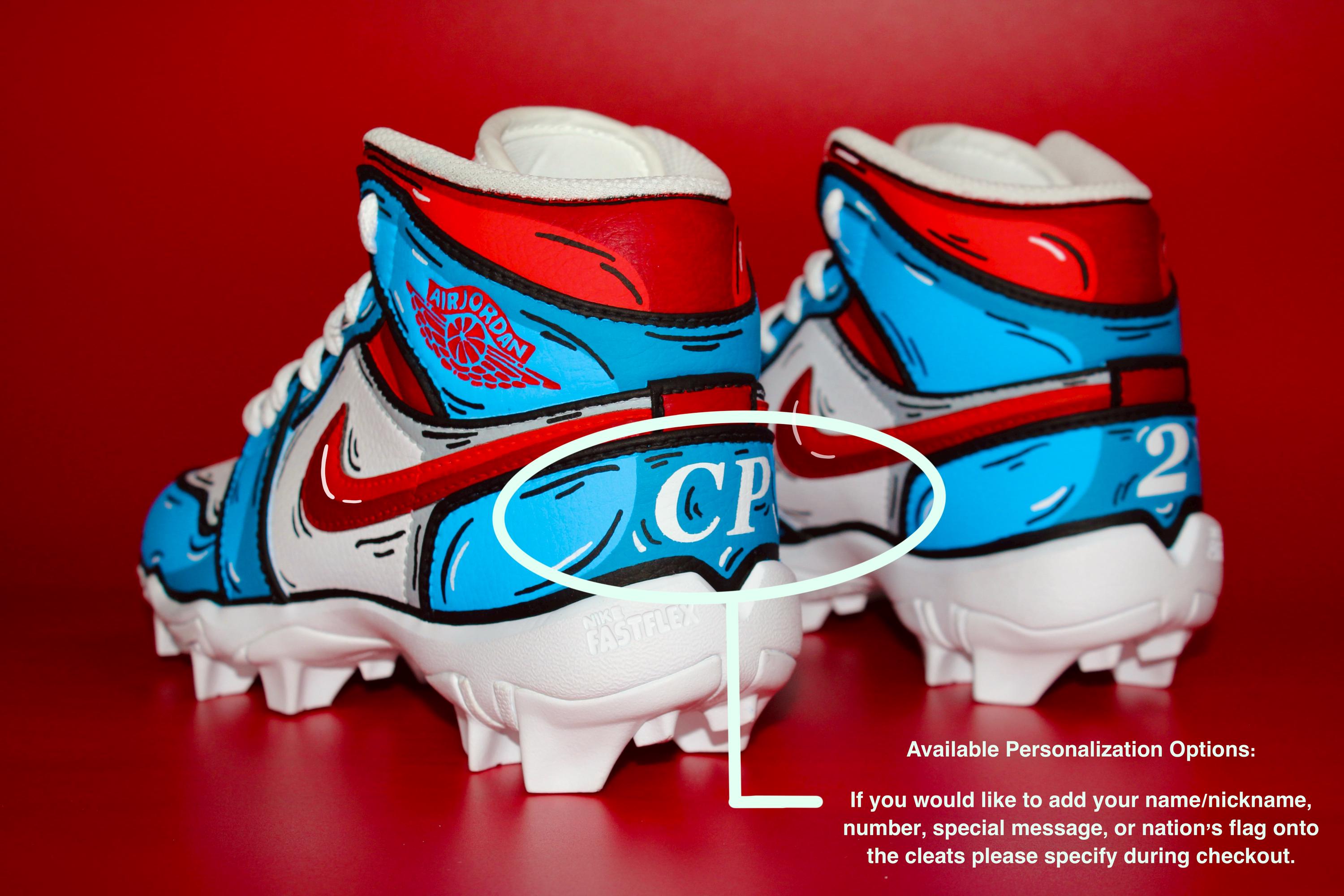 Kids Cartoon Jordan 1 Cleats "ice Blue" - Etsy