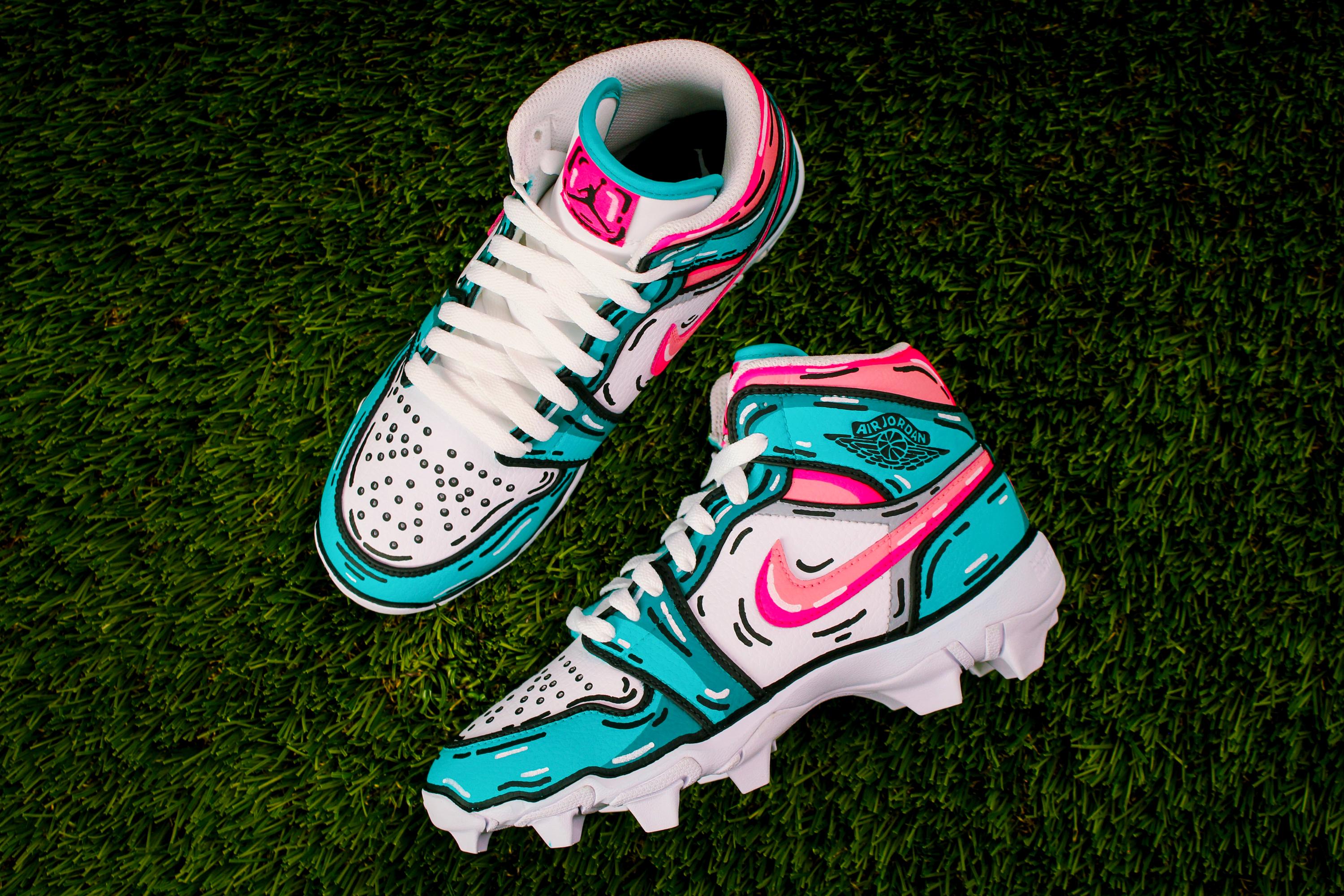 Kids Cartoon Jordan 1 Mid Multisport Cleats (south Beach Colorway) - Etsy