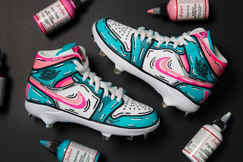 Pick Your Colors - Cartoon Jordan 1 Baseball Cleats - Etsy