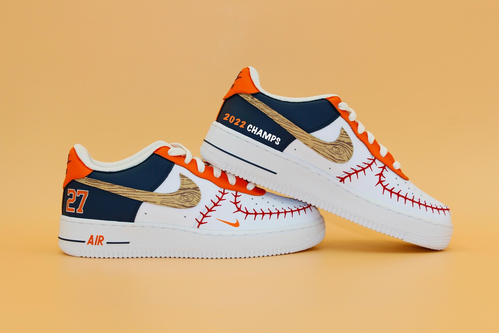 Custom Baseball Af1s Shoes With Woodgrain Design - (design Your Own) - Etsy