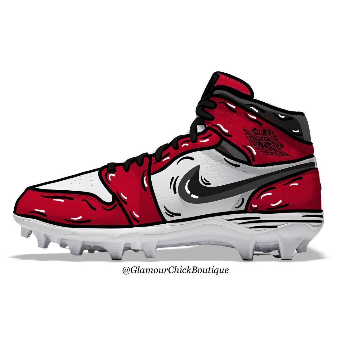 Custom chicago Cartoon Jordan 1 TD Football Cleats - Etsy