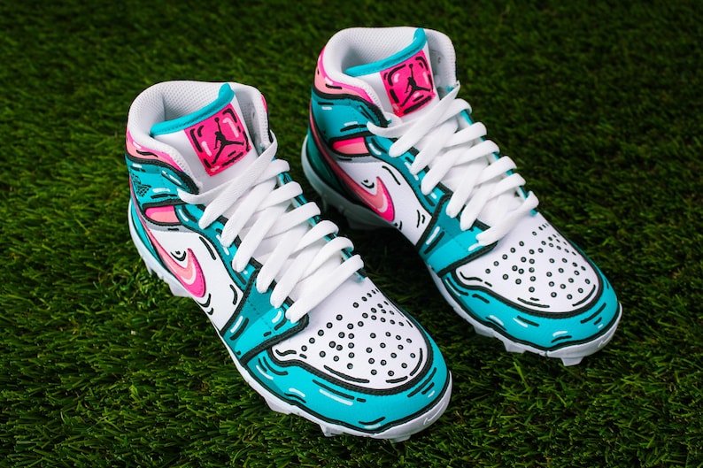 Kids Cartoon Jordan 1 Mid Multisport Cleats (south Beach Colorway) - Etsy