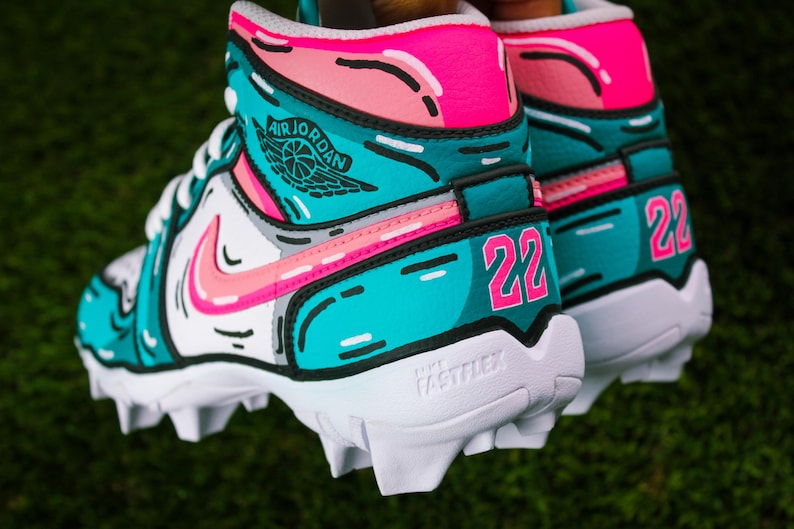 Kids Cartoon Jordan 1 Mid Multisport Cleats (south Beach Colorway) - Etsy