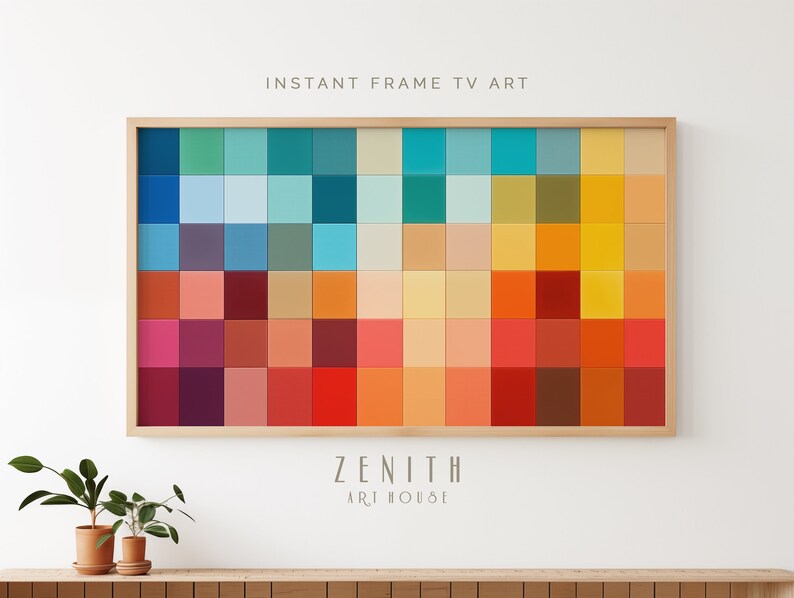 Color Block Gradient Grid | Samsung FRAME TV Art, Modern Neutral Wall ...