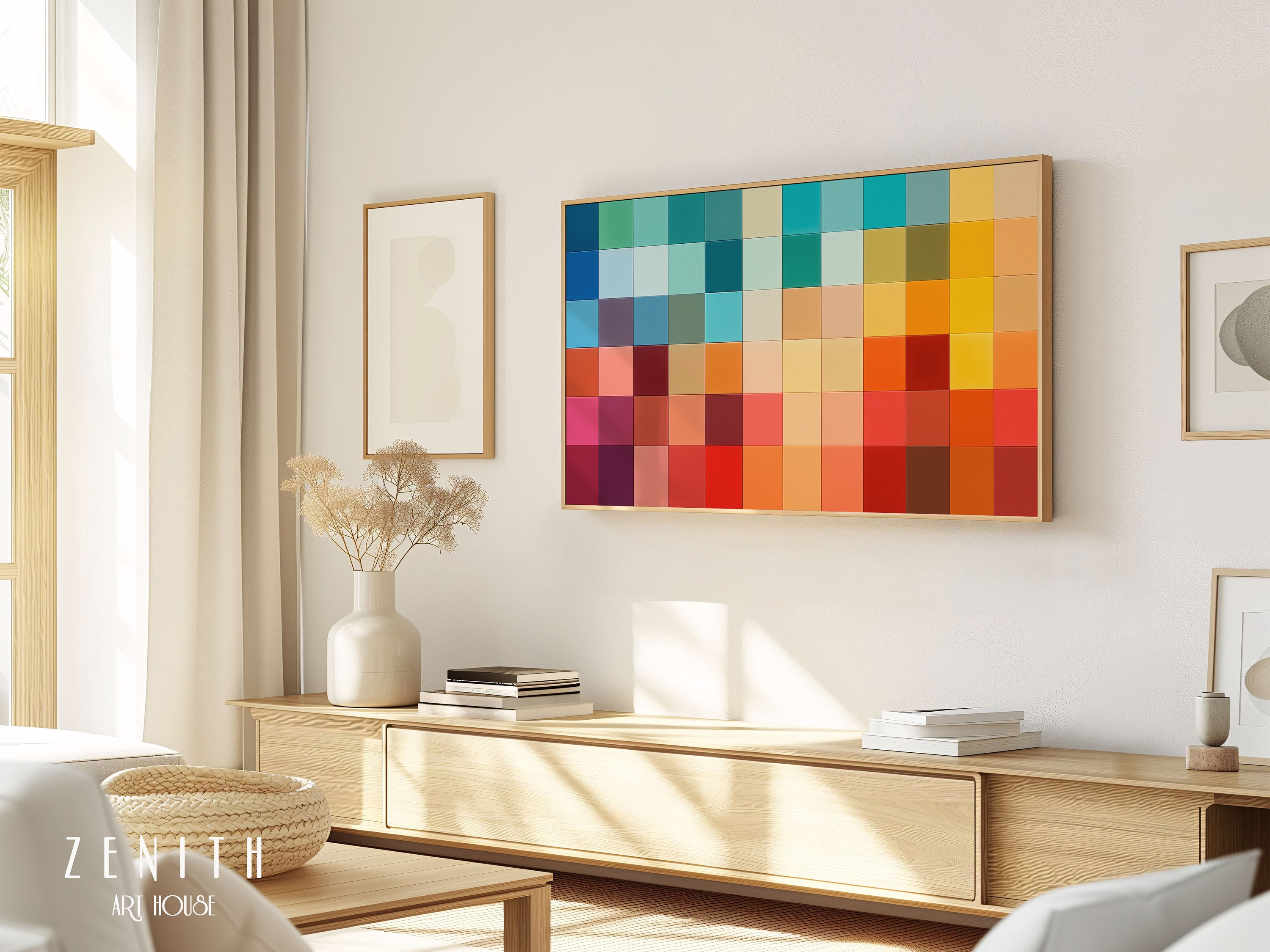 Color Block Gradient Grid | Samsung FRAME TV Art, Modern Neutral Wall ...