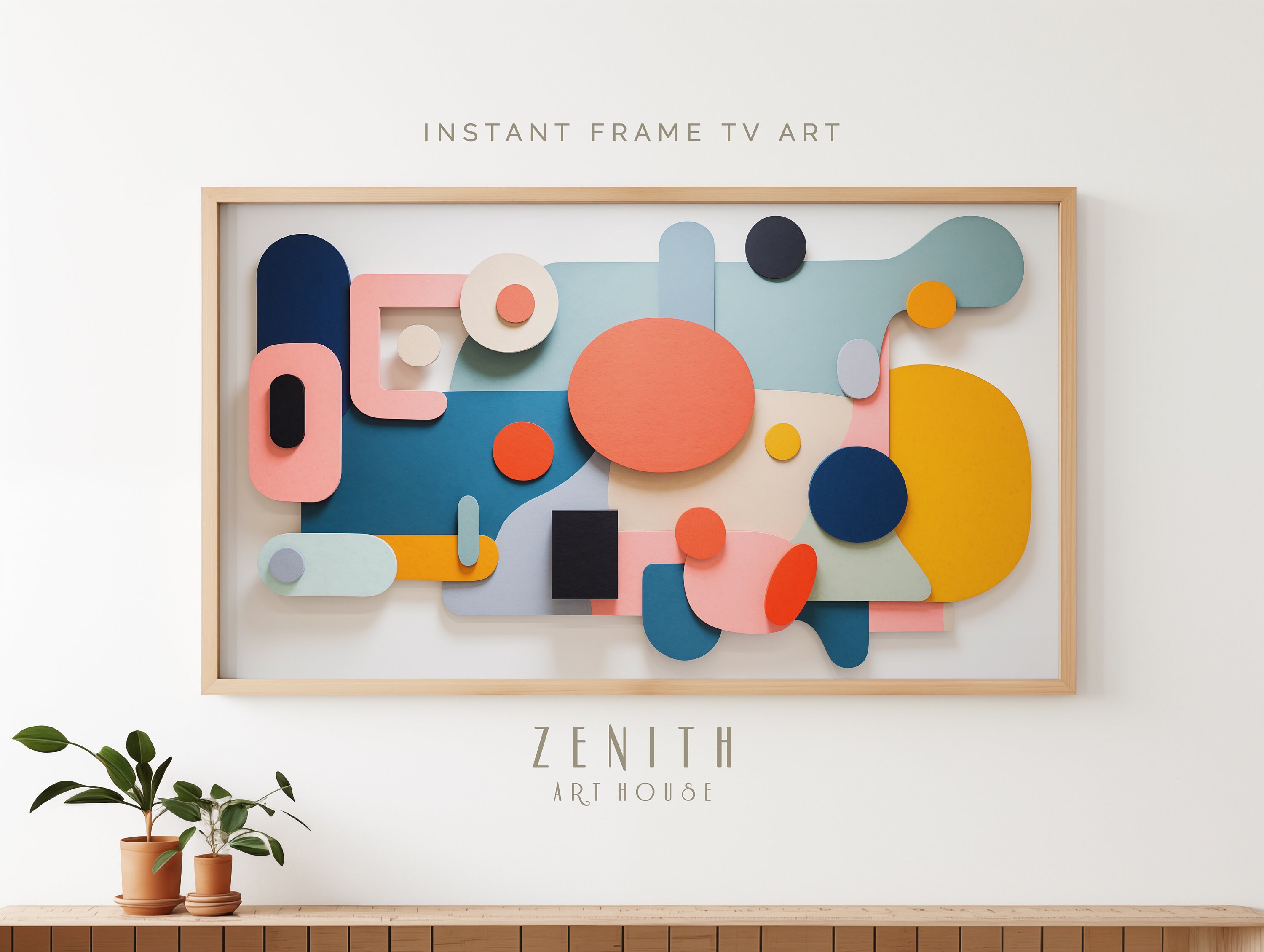 Felt Fabric Geometric Abstract Sculpture, Samsung FRAME TV Art, Modern ...
