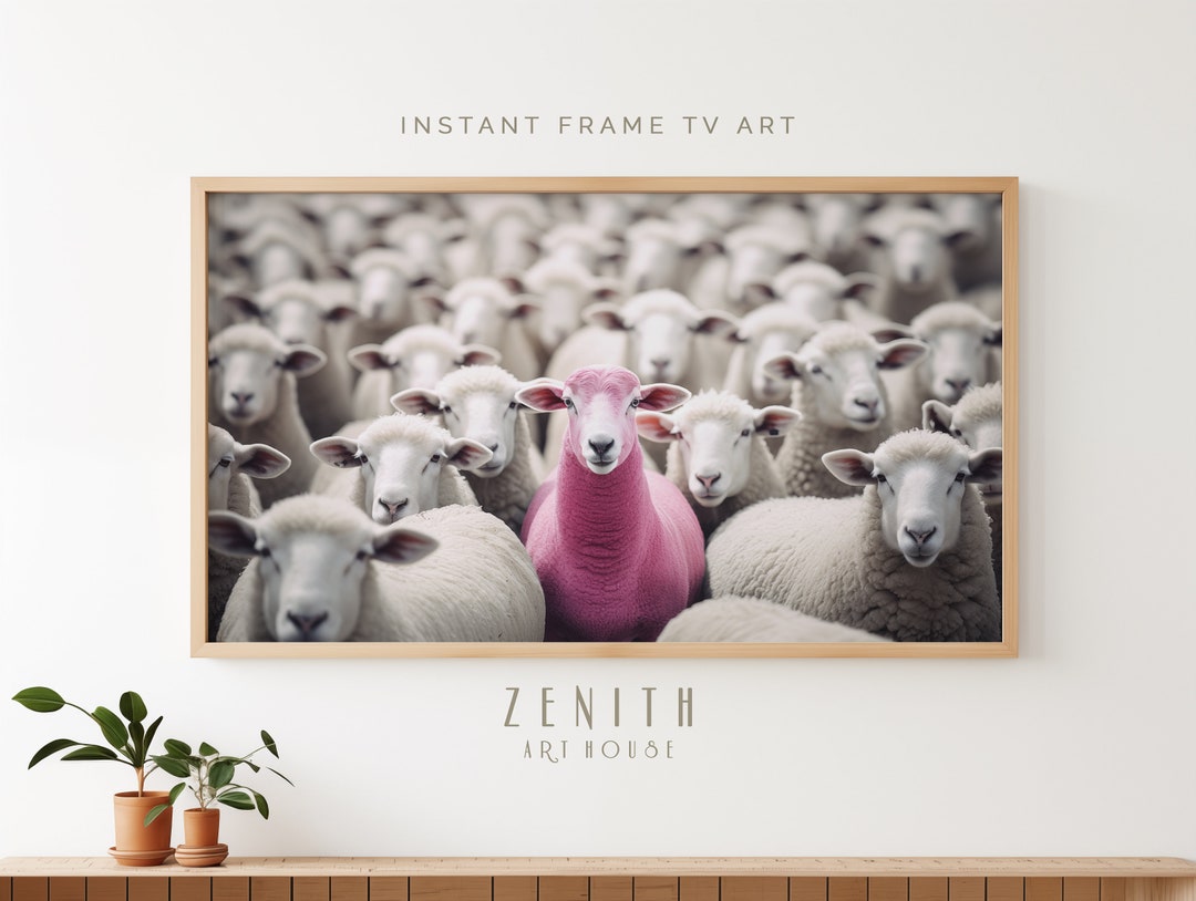PRIDE the Pink Sheep | Samsung FRAME TV Art, Modern Wall Decor, Bright ...