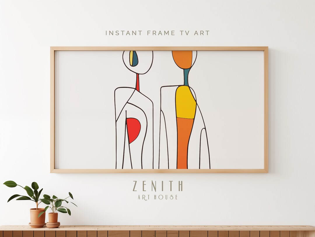 Two Humans Abstract Print | Samsung FRAME TV Art, Modern Neutral Wall ...