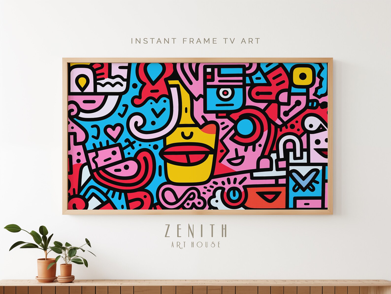 80's Retro Abstract Faces Poster, Samsung FRAME TV Art, Modern Wall ...