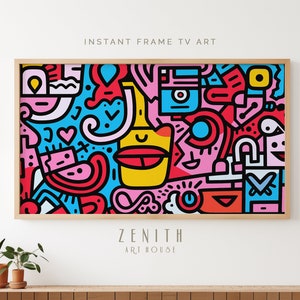 80's Retro Abstract Faces Poster, Samsung FRAME TV Art, Modern Wall ...