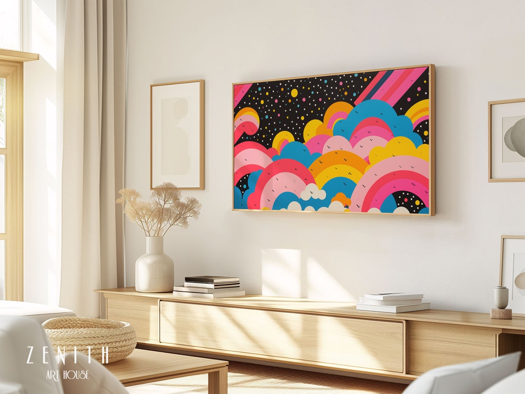 80's Retro 3D Geometric Abstract Poster, Samsung FRAME TV Art, Modern ...